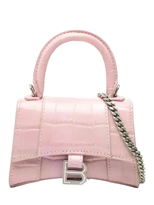 Balenciaga 2010 Nano Croc Embossed Hourglass Bag - Pink