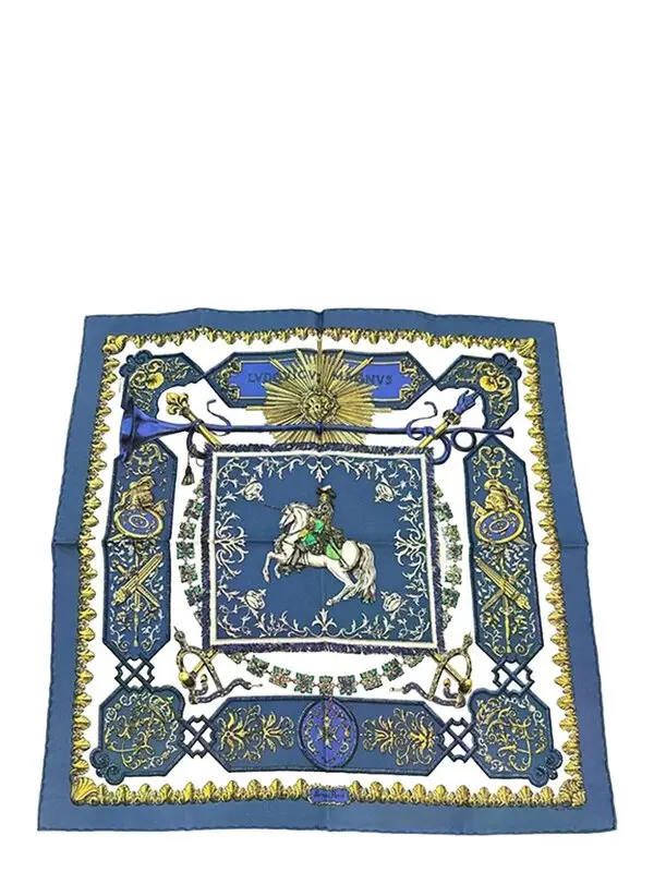 Hermès 1986-1998 Ludovicus Magnus Silk Handkerchief - Blue