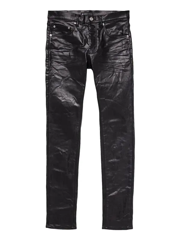 PURPLE BRAND Patent Leather Film Skinny Jeans - Black