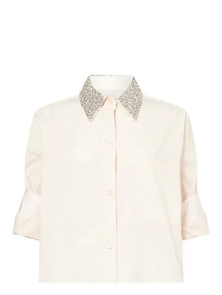 TWP Crystal-embellished Cotton Shirt - Creme De Peche