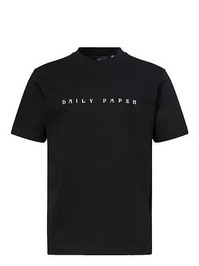 DAILY PAPER Burning Shield Crewneck Cotton-jersey T-shirt - Black