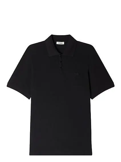 Sandro Branded Cotton-piqué Polo Shirt - Black