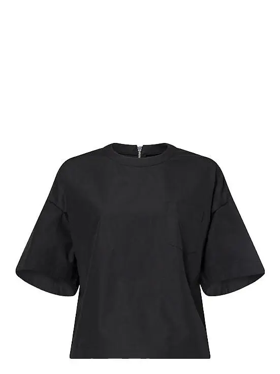 Sacai Boxy Poplin Woven T-shirt - Black