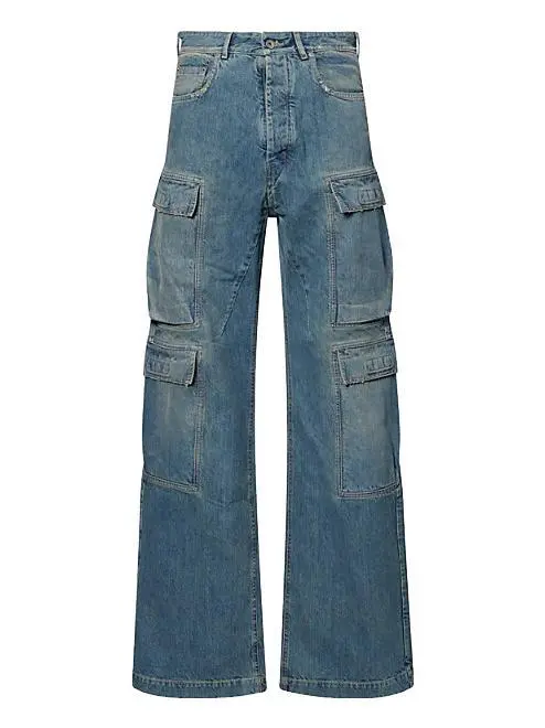 Rick Owens Double Patch-pocket Cargo Denim Jeans - Washed Indigo