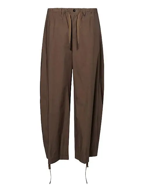 Sacai Cotton Drawstring-waist Trousers - Taupe