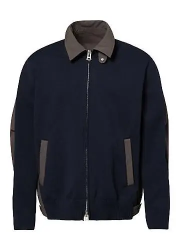Sacai Weathercloth Panelled Knitted Jacket - Navy X Khaki