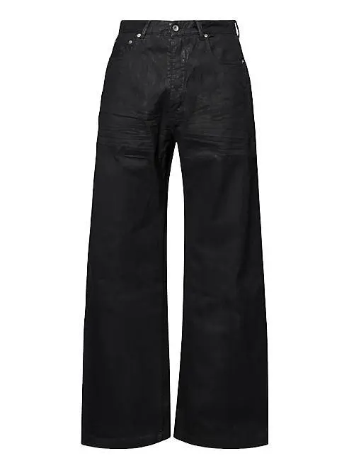 Rick Owens Geth Coated Denim Jeans - Black