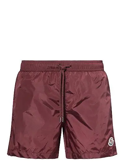 Moncler Brand-patch Drawstring Swim Shorts - Dark Red