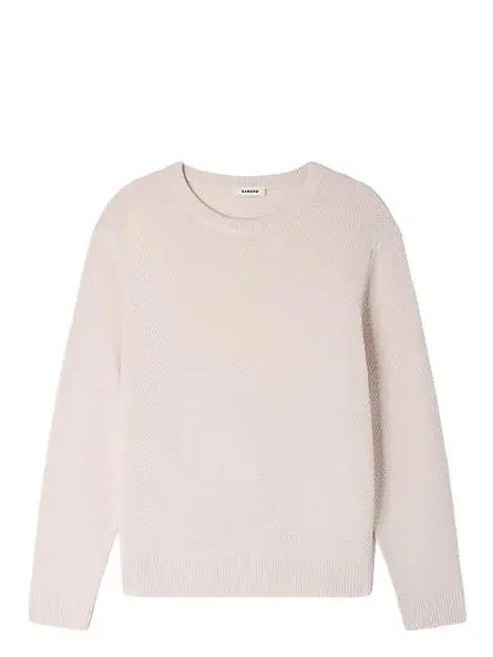 Sandro Crewneck Knitted Wool Jumper - Ecru