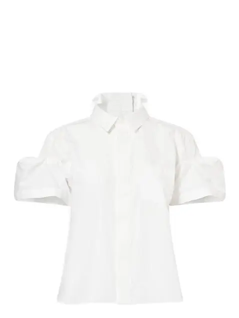 Sacai Short-sleeve Cotton Poplin Shirt - Off White