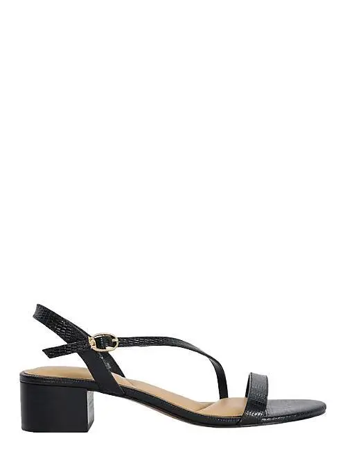 DUNE Jolene Leather Heeled Sandals - Black Embossed Leather