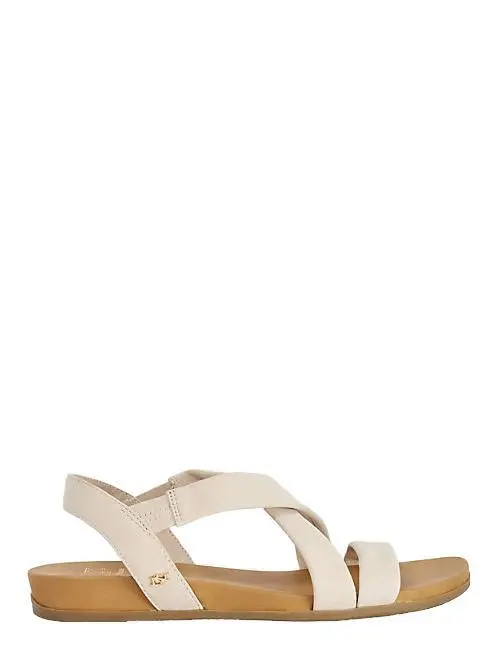 DUNE Landies Leather Flat Sandals - Ecru Nubuck