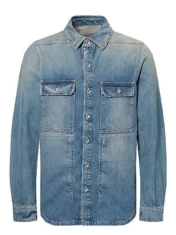 Rick Owens Oversized Washed-denim Overshirt - Washed Indigo