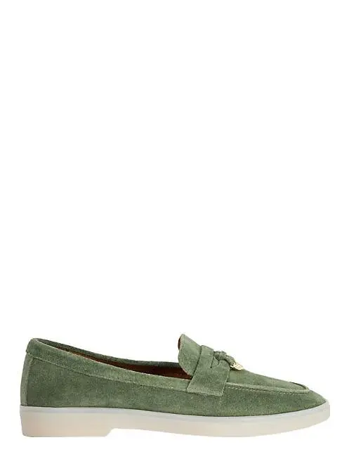 DUNE Suede Loafers - Green Suede