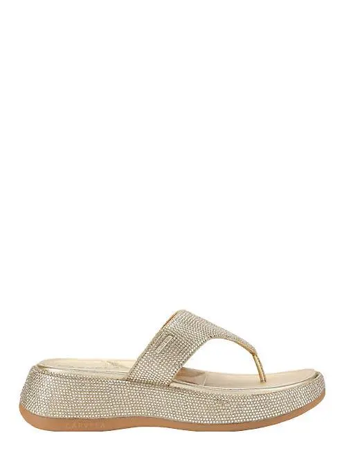 Carvela Dorata Woven Rhinestone Embellished Flatform Sandals - Gold