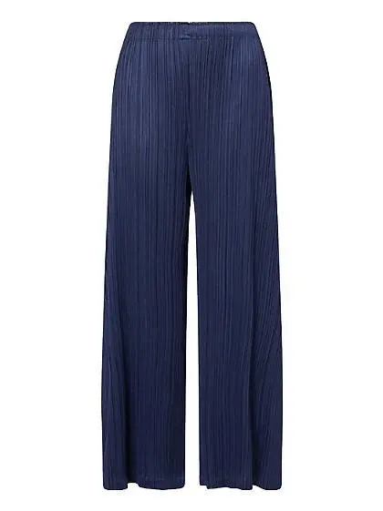Issey Miyake Wide-leg Pleated Trousers - Dark Navy