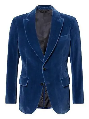 TOM FORD Single-breasted Cotton-velvet Evening Jacket - Indigo