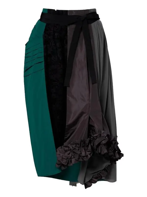 Prada Paneled Belted Midi Skirt - Grey