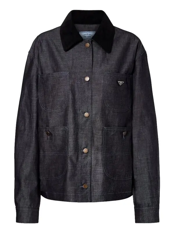 Prada Cotton And Linen Chambray Jacket - Blue