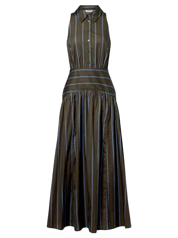 Staud Romy Striped Cotton Midi Dress - Multicoloured