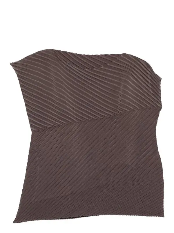 Issey Miyake Asymmetric Pleated Top - Brown