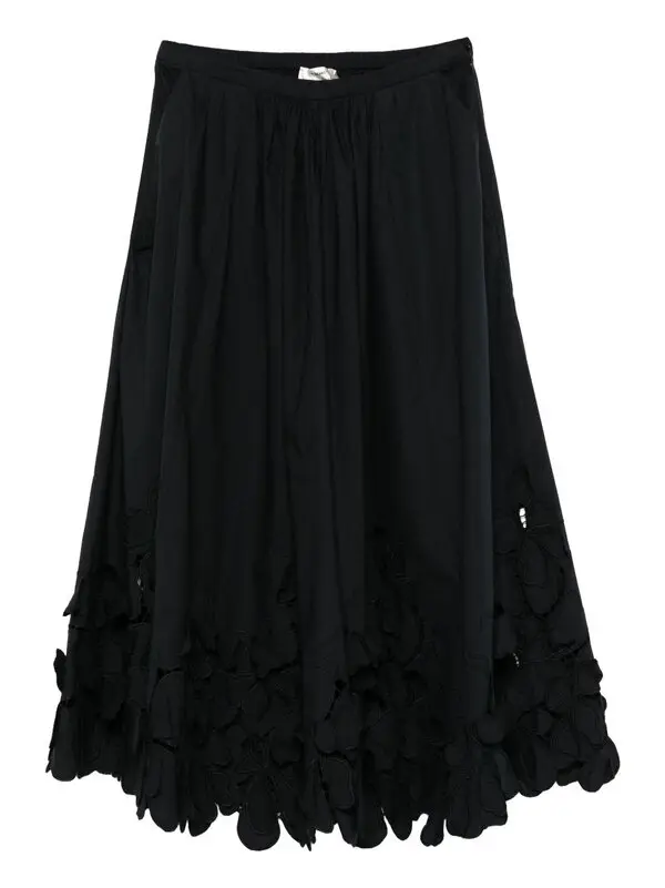 FORTE_FORTE Embroidered Cotton Skirt - Black