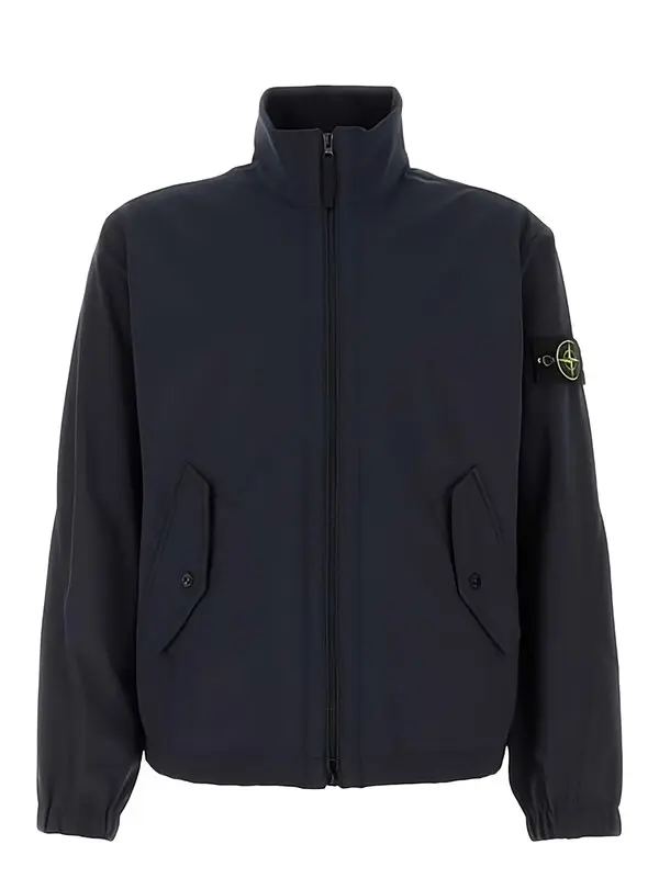 Stone Island Blouson Jacket With Logo - Blue