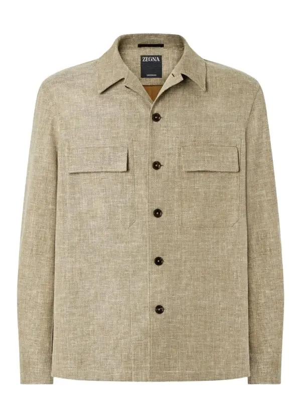 Zegna Shirt In A Blend Of Linen, Wool And Silk - Beige