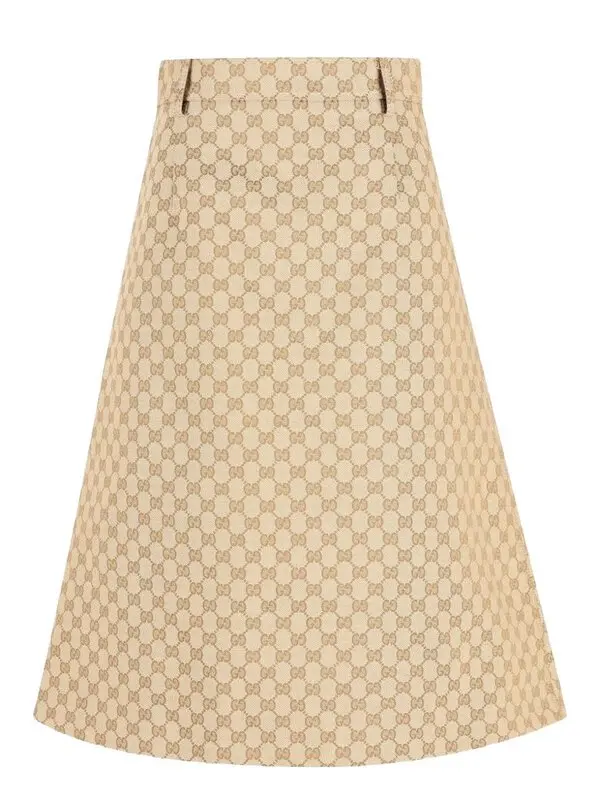 Gucci Gg Cotton Midi Skirt - Beige