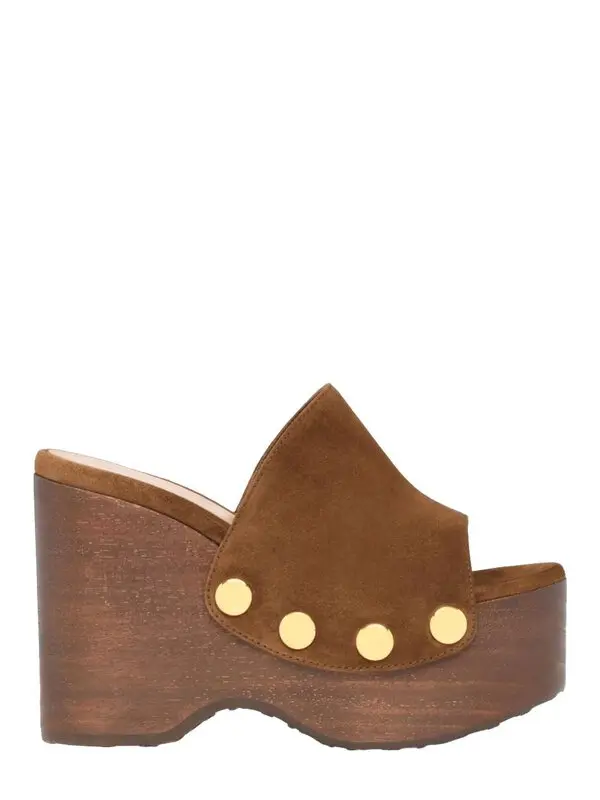 GIANVITO ROSSI Suede Wedge Sandals - Brown