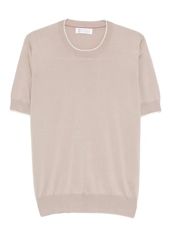 Brunello Cucinelli Knitted Cotton T-shirt - Brown
