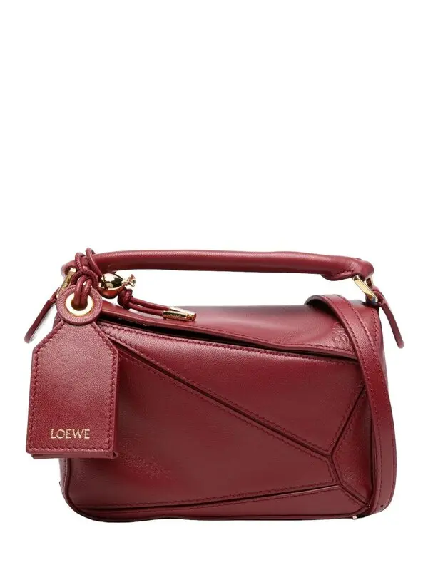Loewe Puzzle Featherlight Mini Leather Handbag - Red