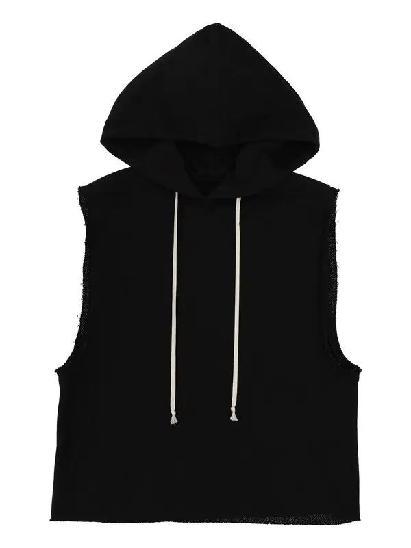 Rick Owens Sleeveless Hoodie Top - Black