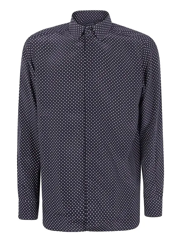 TOM FORD Crepe De Chine Polka Dot Classic Fit Shirt - Black