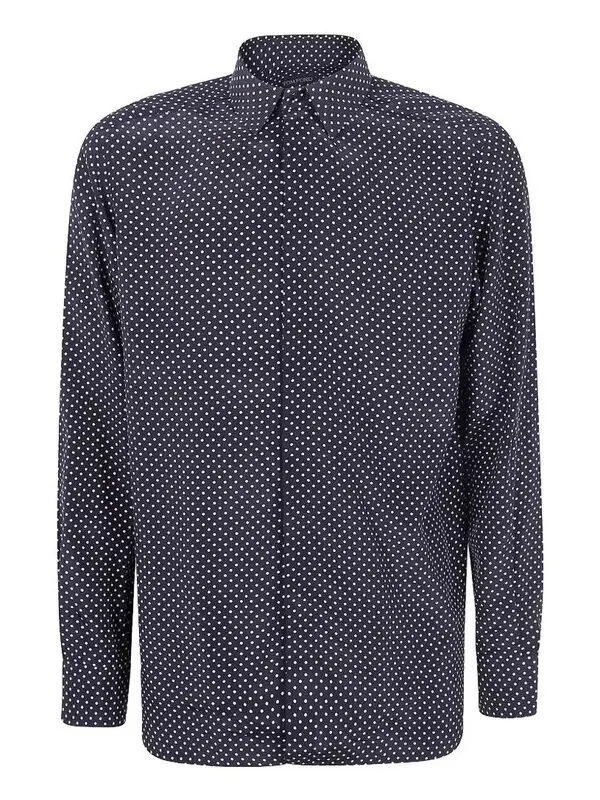 TOM FORD Crepe De Chine Polka Dot Classic Fit Shirt - Black