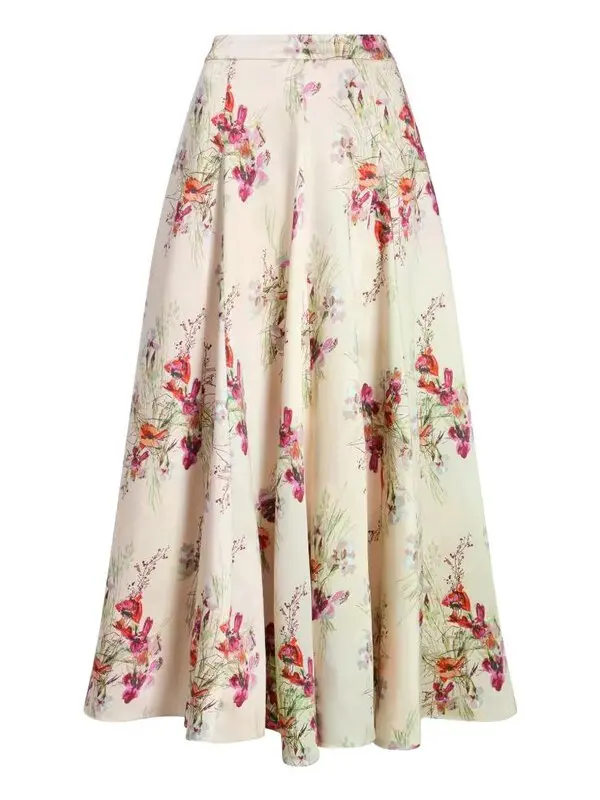 Cinq À Sept Iris Bouquet Hilda Floral Midi Skirt - Neutrals