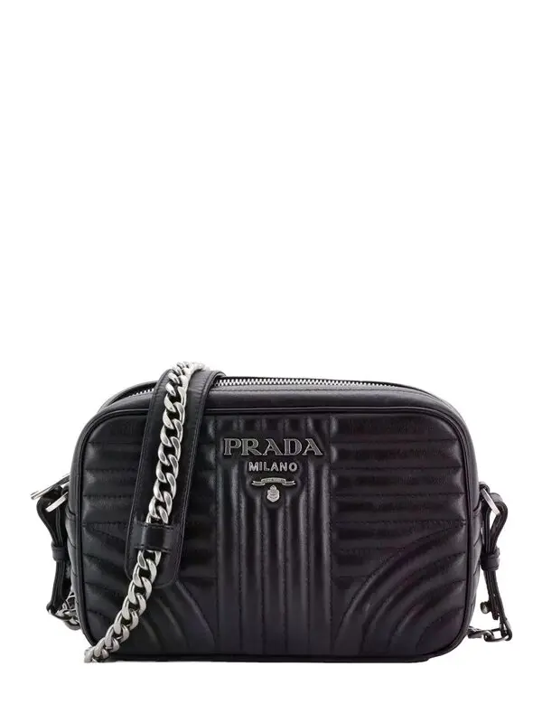 Prada Diagramme Quilted Leather Camera Bag - Black