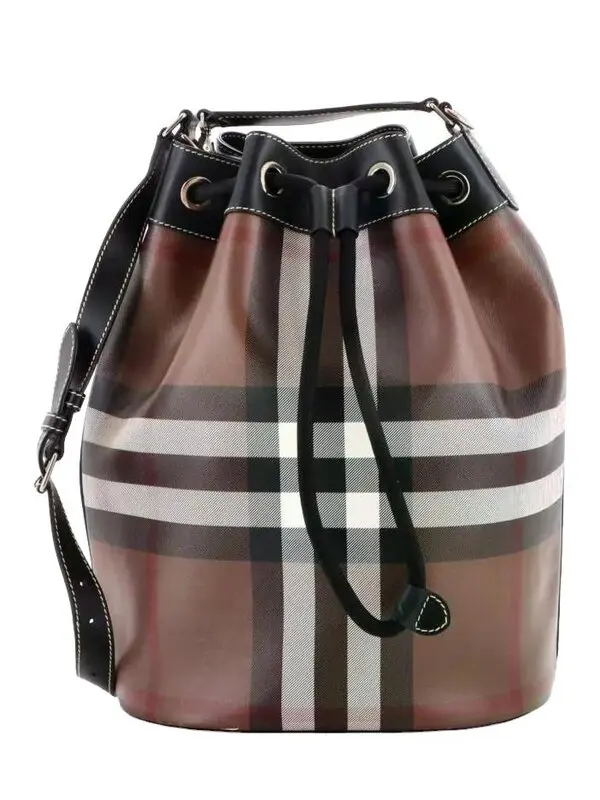 Burberry Chesterton Check Coated Canvas Medium Bucket Bag - Brown