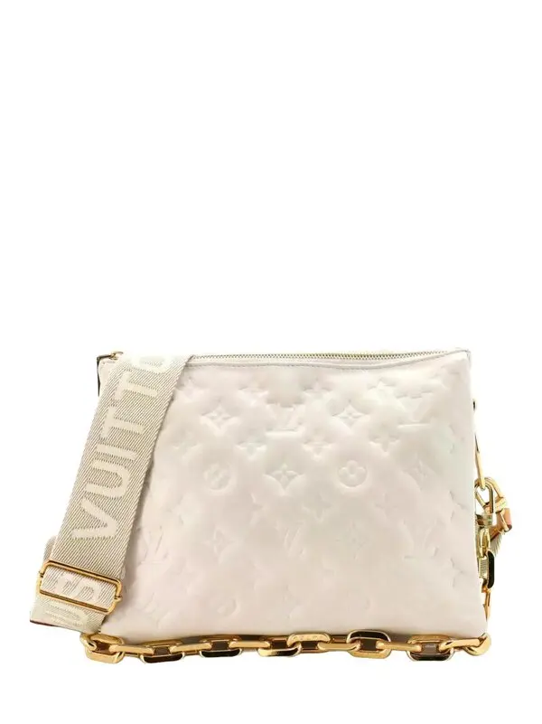 LOUIS VUITTON Coussin Pm Crossbody Bag Monogram Embossed Lambskin - White