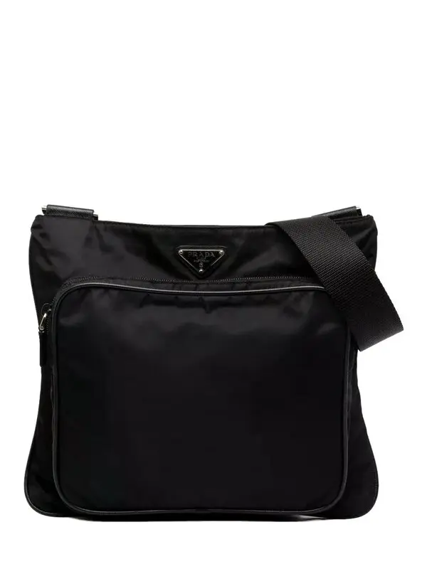 Prada Tessuto Zip Top Crossbody Bag - Black
