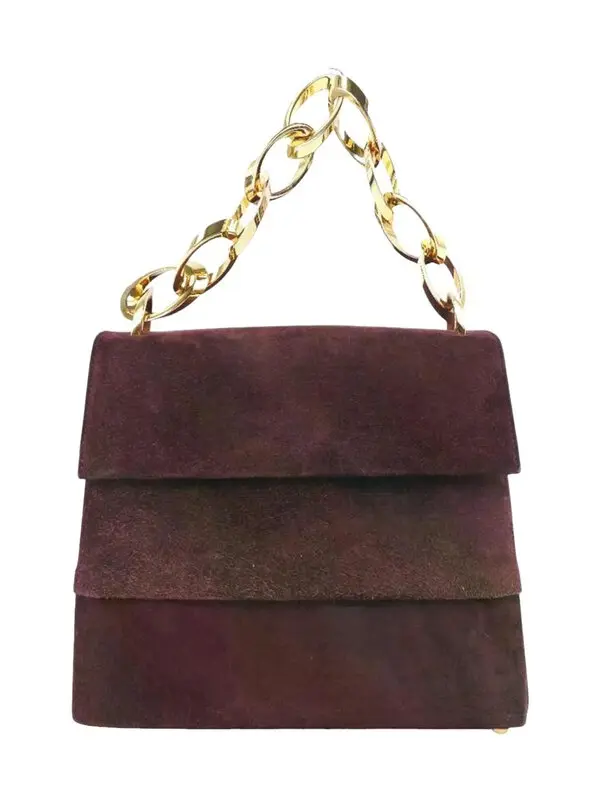 FERRAGAMO Suede Chain Satchel - Brown