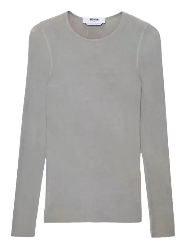 MSGM Long-sleeve Ribbed Top - Grey