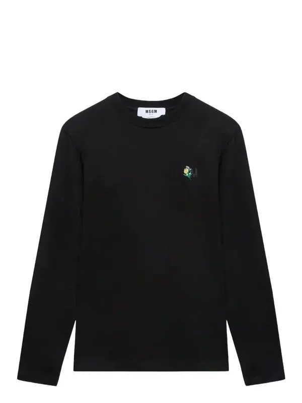 MSGM Floral Long-sleeve Top - Black