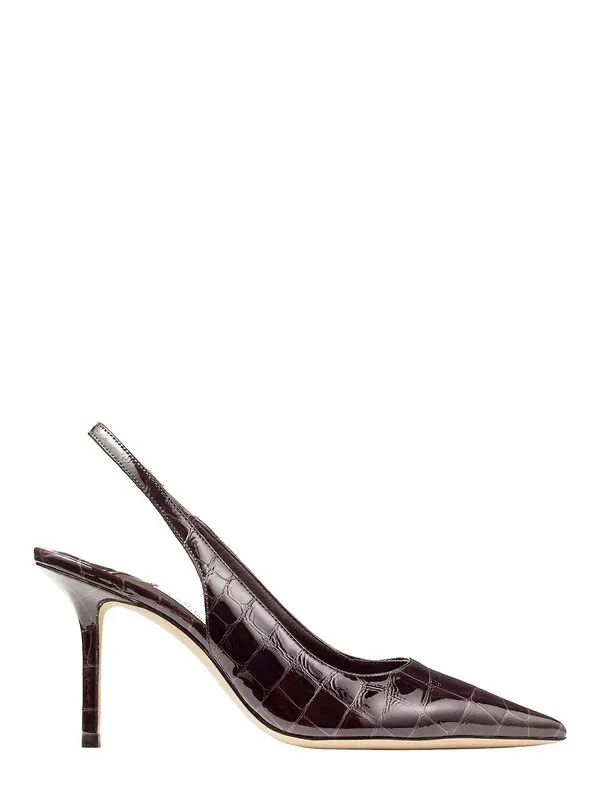 JIMMY CHOO Love Slingback 85 Shiny Croc Embossed Leather - Sambuco
