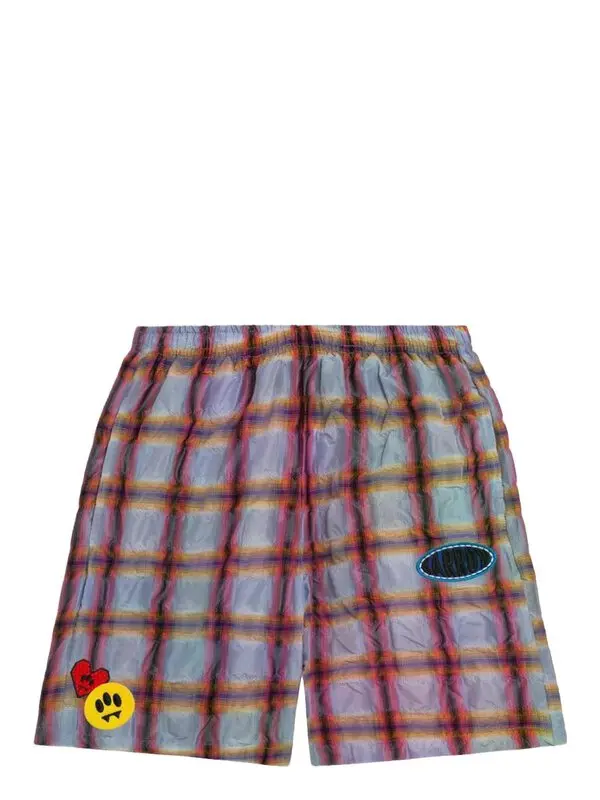 BARROW Checked Patch Shorts - Grey