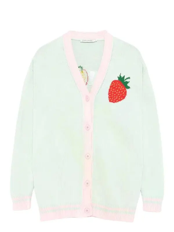 Joshua Sanders Strawberry Embroidered Cardigan - Green