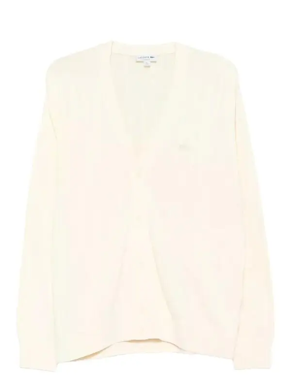 Lacoste Ribbed Button Cardigan - Neutrals