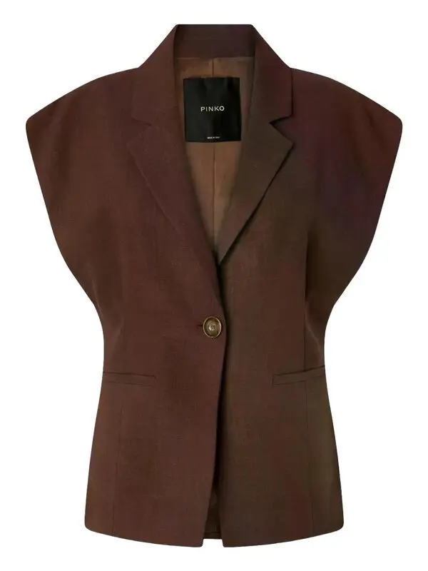 Pinko Single-breasted Sleeveless Gilet - Brown