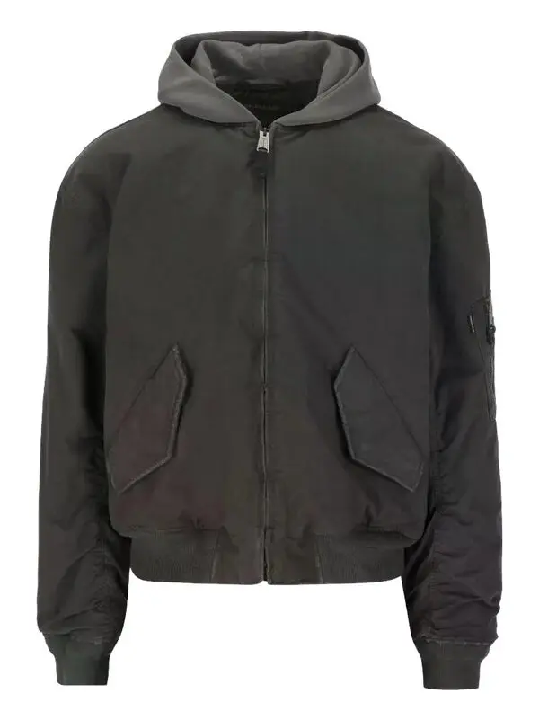 Balenciaga Hooded Zip-up Bomber Jacket - Grey