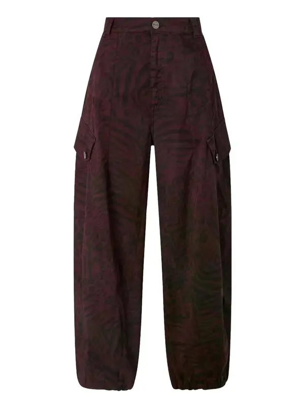 Pinko Animal-print Cargo Trousers - Red